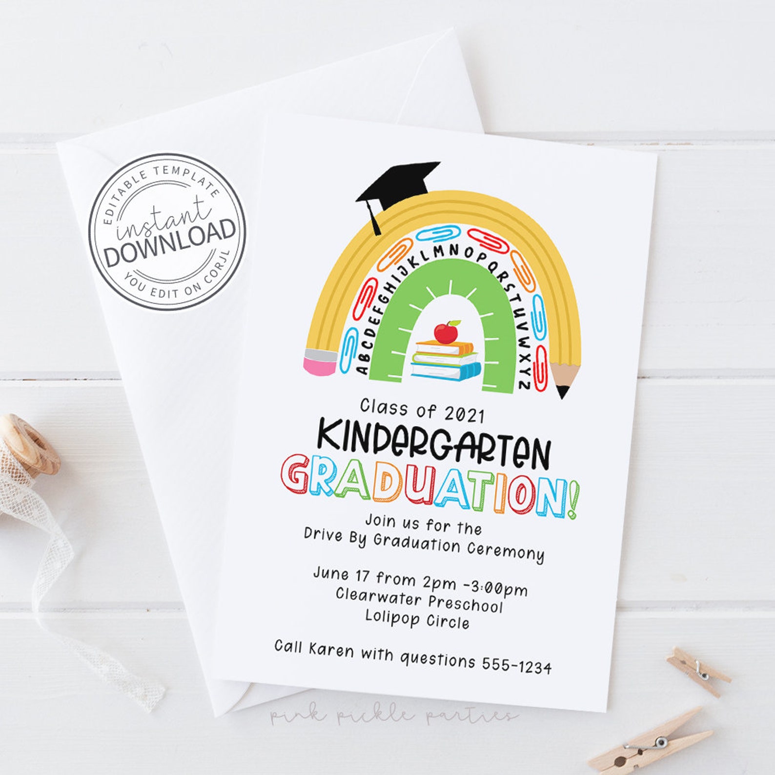 Preschool Graduation Invitation School Rainbow Invitation - Etsy