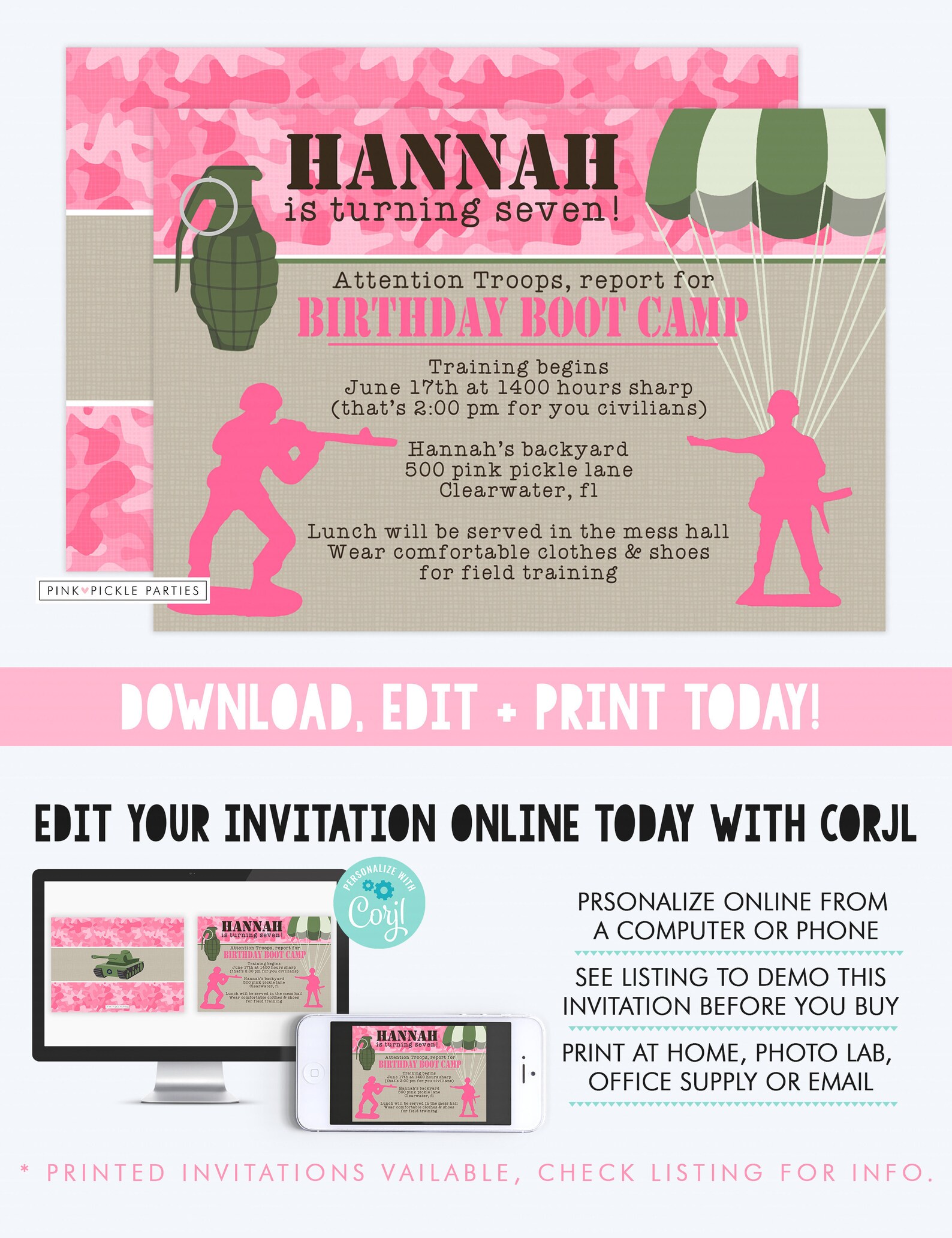 Boot Camp Invitation Army Invitations Military Invitations | Etsy