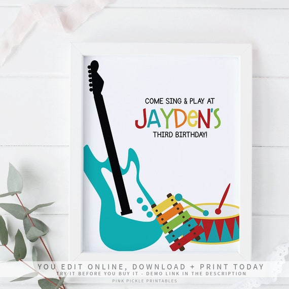 Editable Music Birthday Party Sign Printable Music Party - Etsy