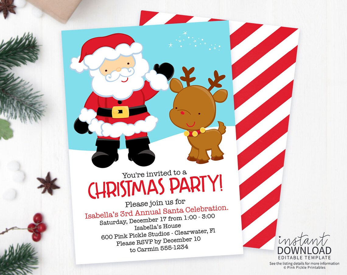 Santa Invitation, Santa Invite, Santa Claus Invitation, Santa Claus ...