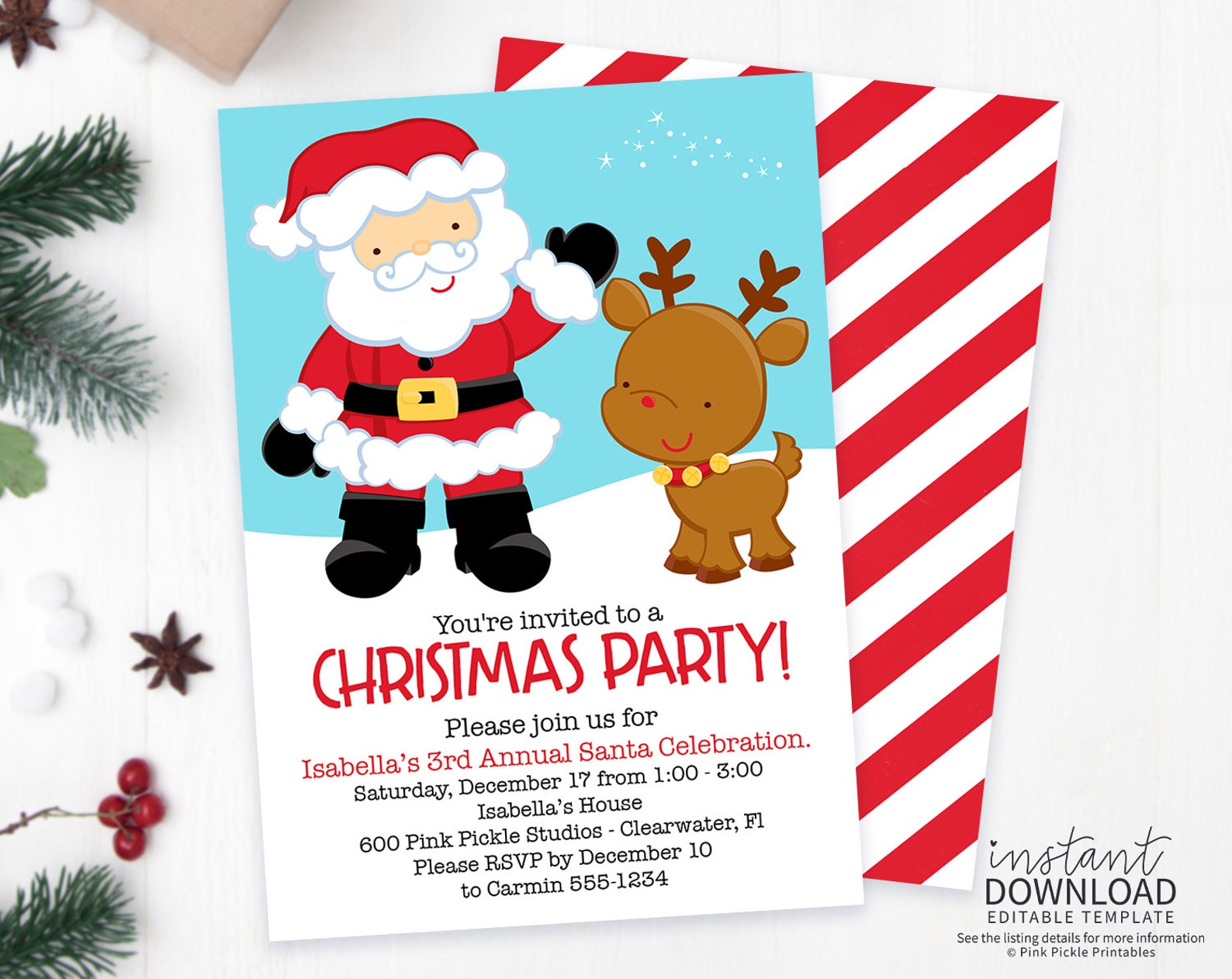 Santa Invitation, Santa Invite, Santa Claus Invitation, Santa Claus ...
