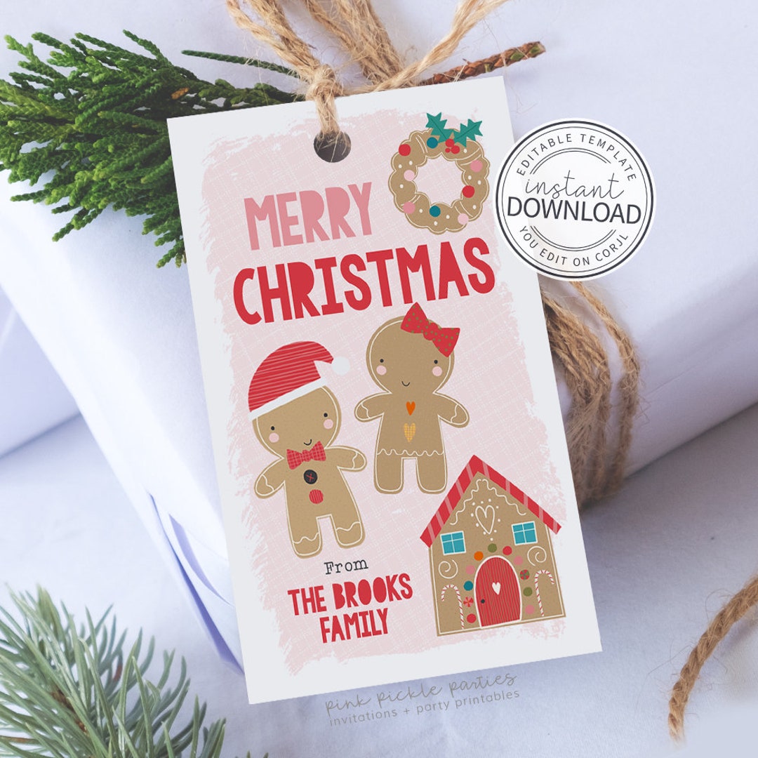 Editable Christmas Gift Tags, Gingerbread House Gift Tags, Printable ...