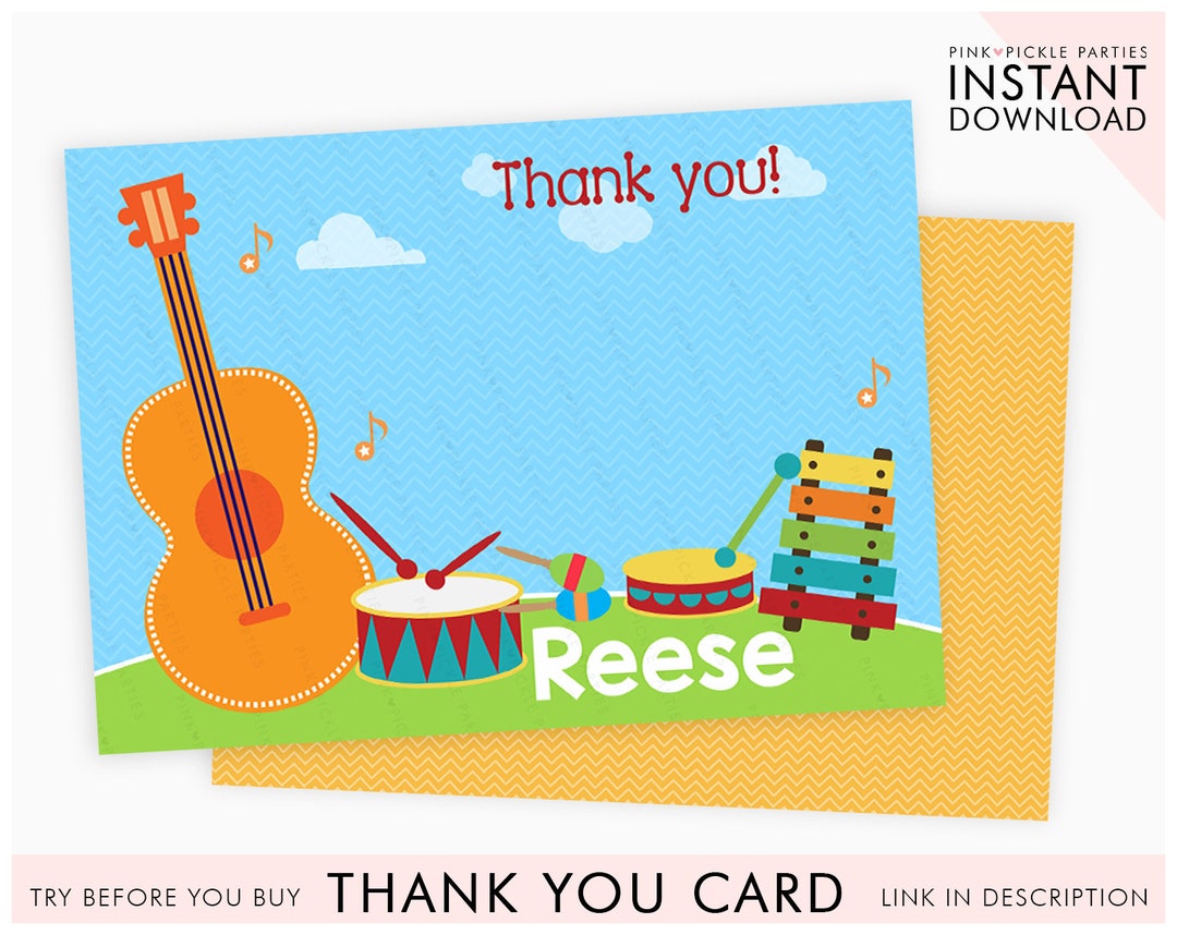 Music Thank You Cards Personalized Stationery for Kids Note - Etsy