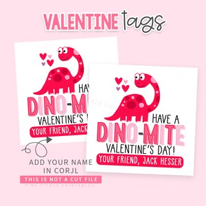 Printable Dino-mite Valentines Day Tag, Dinosaur Valentine Exchange ...