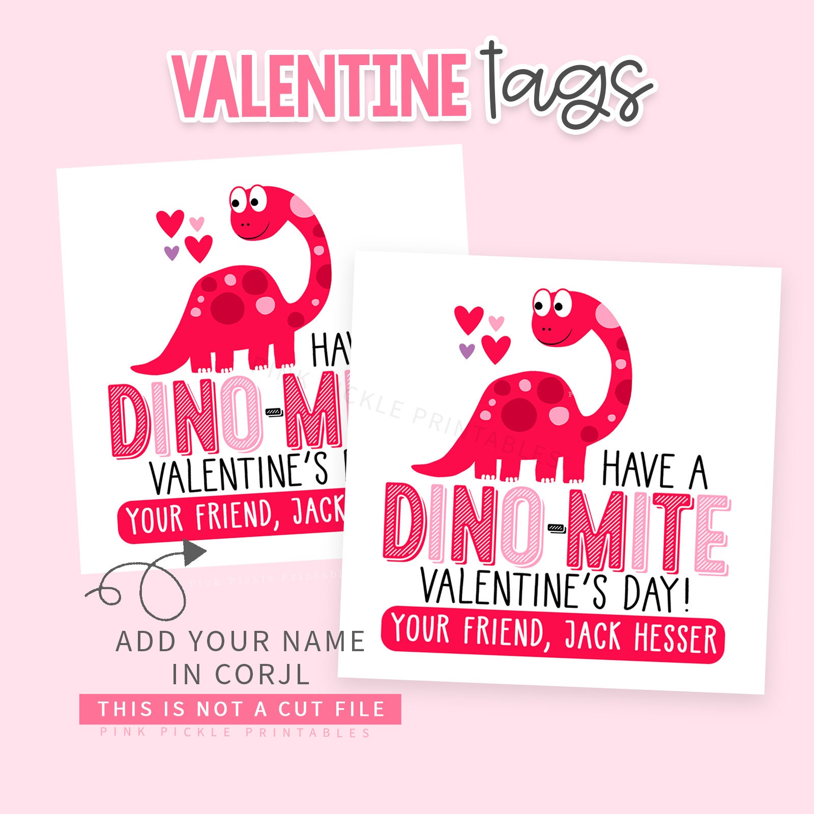 Printable Dino-mite Valentines Day Tag, Dinosaur Valentine Exchange ...