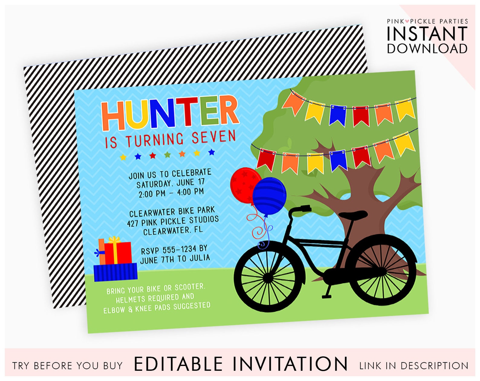 Bike Invitations Bike Birthday Invitation Bike Invite | Etsy
