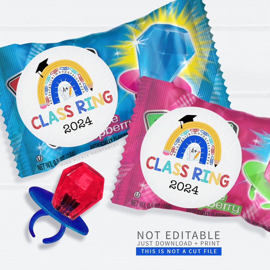 Printable Class Ring Stickers for Ring Pop, Kindergarten Class Ring ...