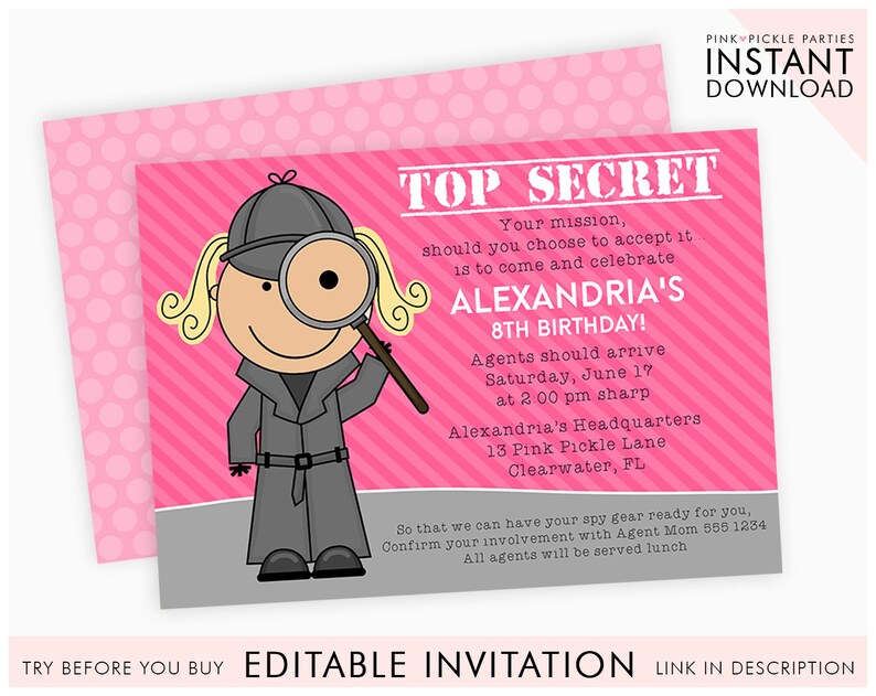 Spy Invitation Spy Party Spy Party Invitation Spy Invites | Etsy