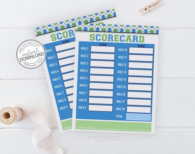 Golf Party Scorecard, Golf Scorecard Printable, Golf Birthday, Birthday ...