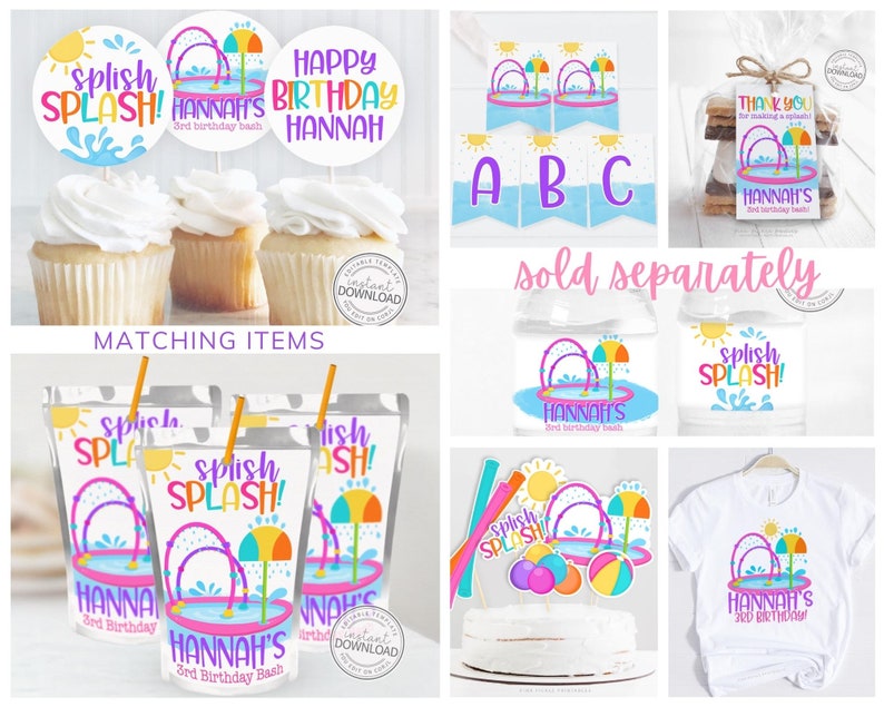Printable Splash Pad Cake Topper, Splash Park Cake Topper, Spray Park ...