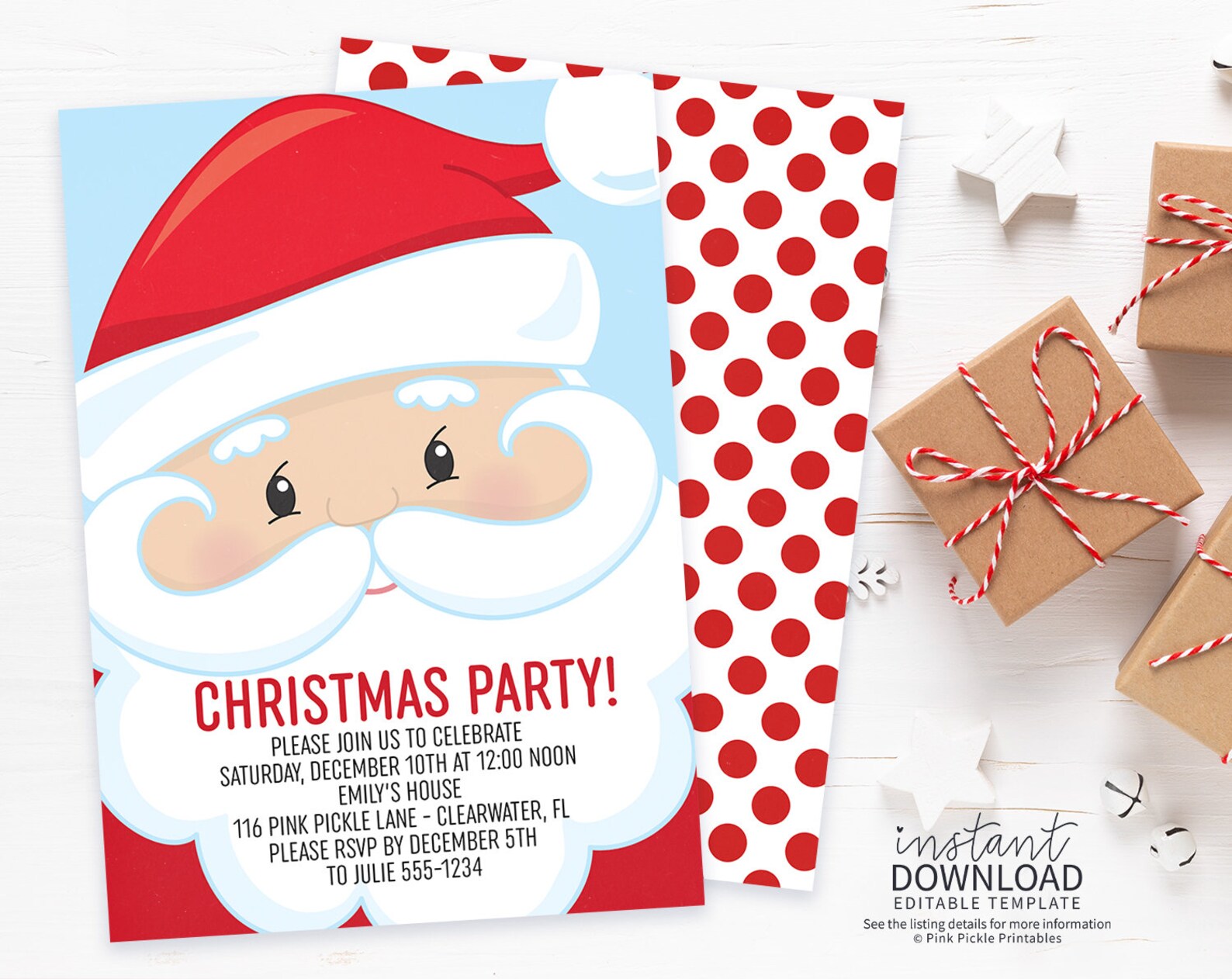 Santa Invitation Santa Invite Santa Claus Invitation Santa - Etsy