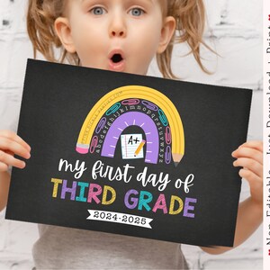 First Day of School Sign Printable, Printable First Day of 3rd Grade ...