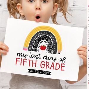 Last Day of 5th Grade Sign, Fifth Grade Graduation Sign, Printable Last ...