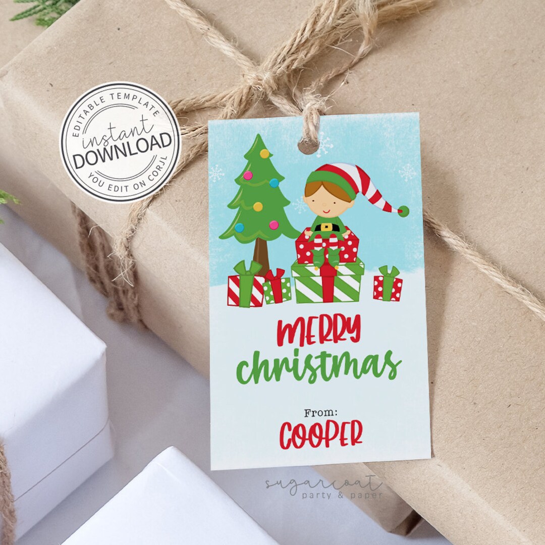 Editable Christmas Gift Tags, Elf Gift Tags, Girl Elf Tags, Printable ...