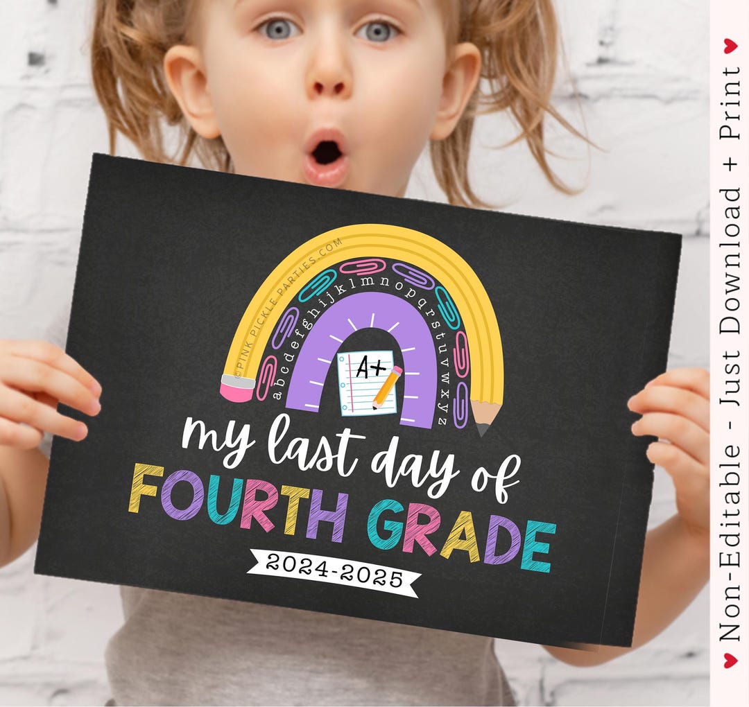 First Day of School Sign Printable, Printable First Day of 4th Grade ...
