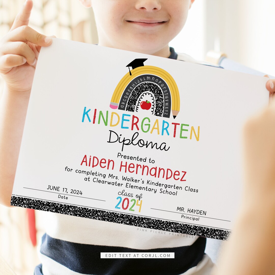 Kindergarten Diploma, Kindergarten Graduate Printable, Preschool ...