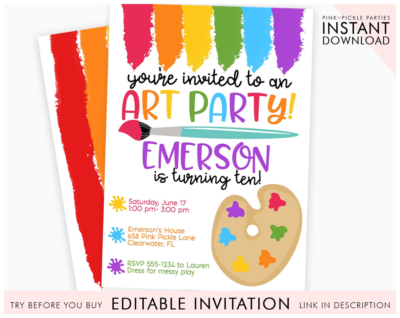Art Party Invitation Art Invitation Art Party Art - Etsy