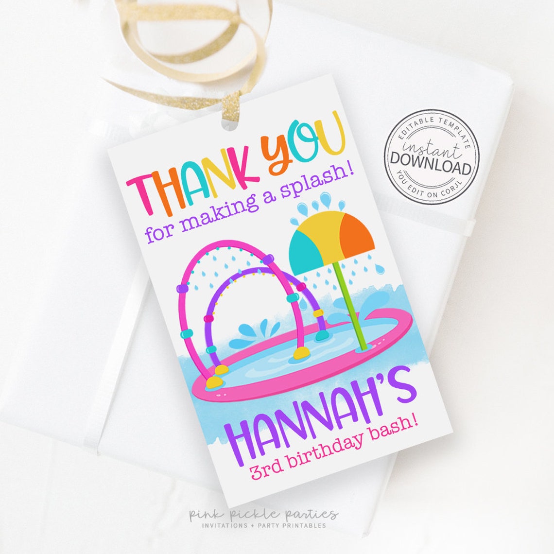 Splash Pad Thank You Tag Splash Pad Favor Tag Splash Pad - Etsy