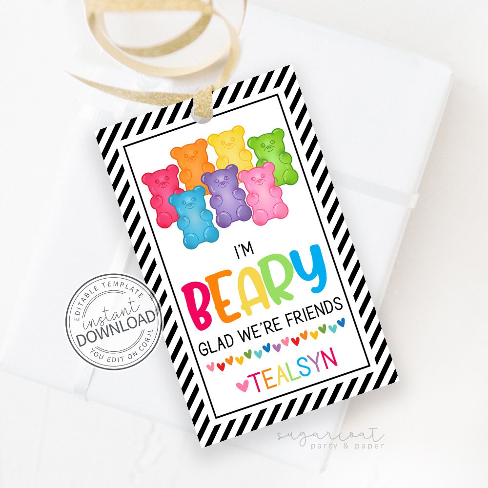 Gummy Bear Favor Tag, Gummy Bear Thank You Tag, Candy Tag, Candy Party ...