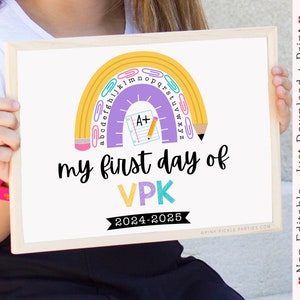 First Day of School Sign Printable, Printable First Day of VPK Sign ...
