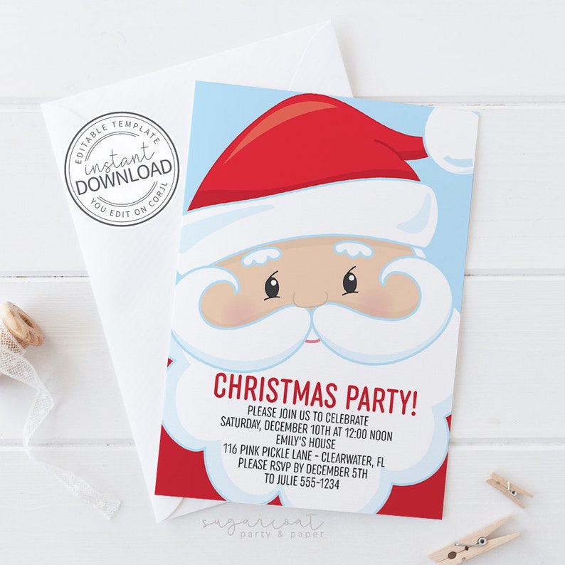 Santa Invitation Santa Invite Santa Claus Invitation Santa - Etsy