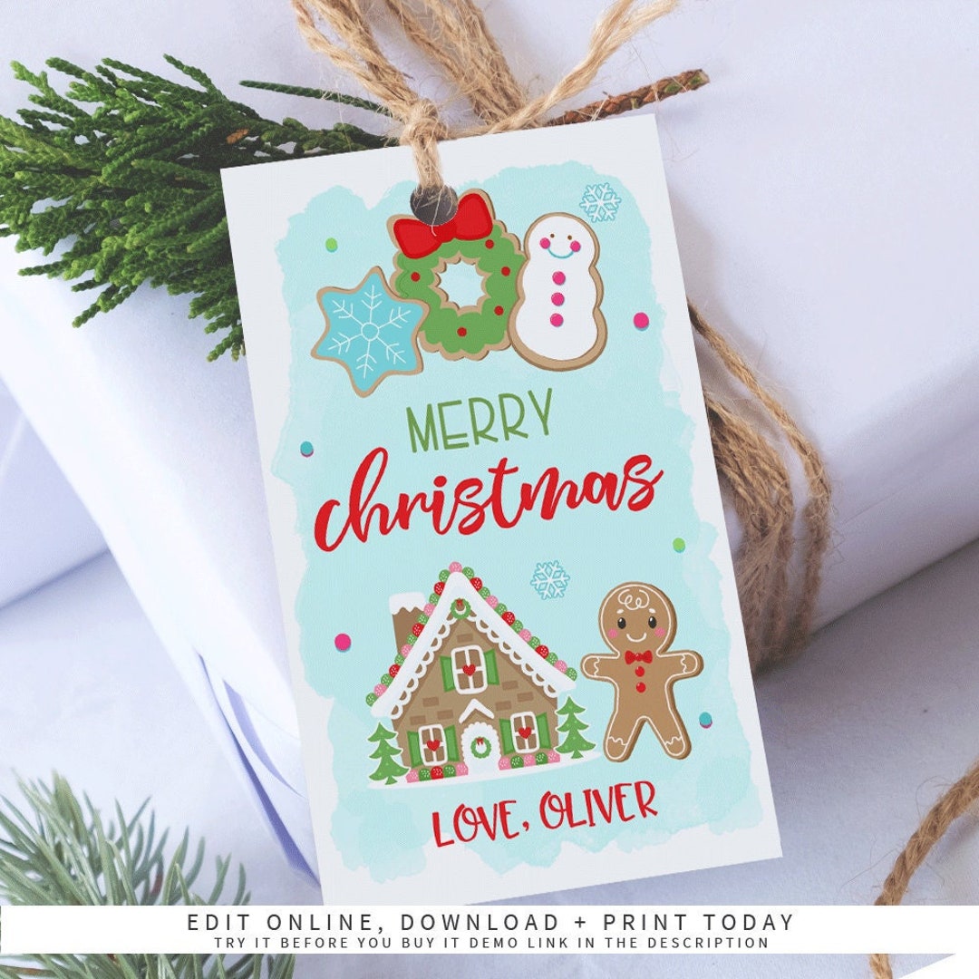 Christmas Gift Tags Printable, Editable Christmas Favor Tags, Merry ...