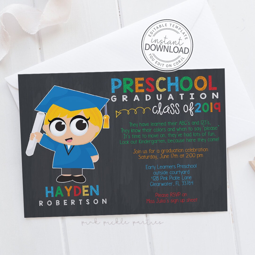 Preschool Graduation Invitation Kindergarten Graduation - Etsy