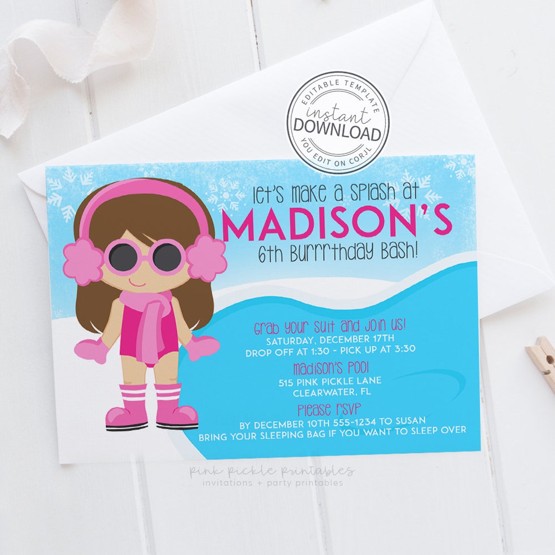 Winter Pool Invitation Winter Pool Party Winter Pool Party | Etsy