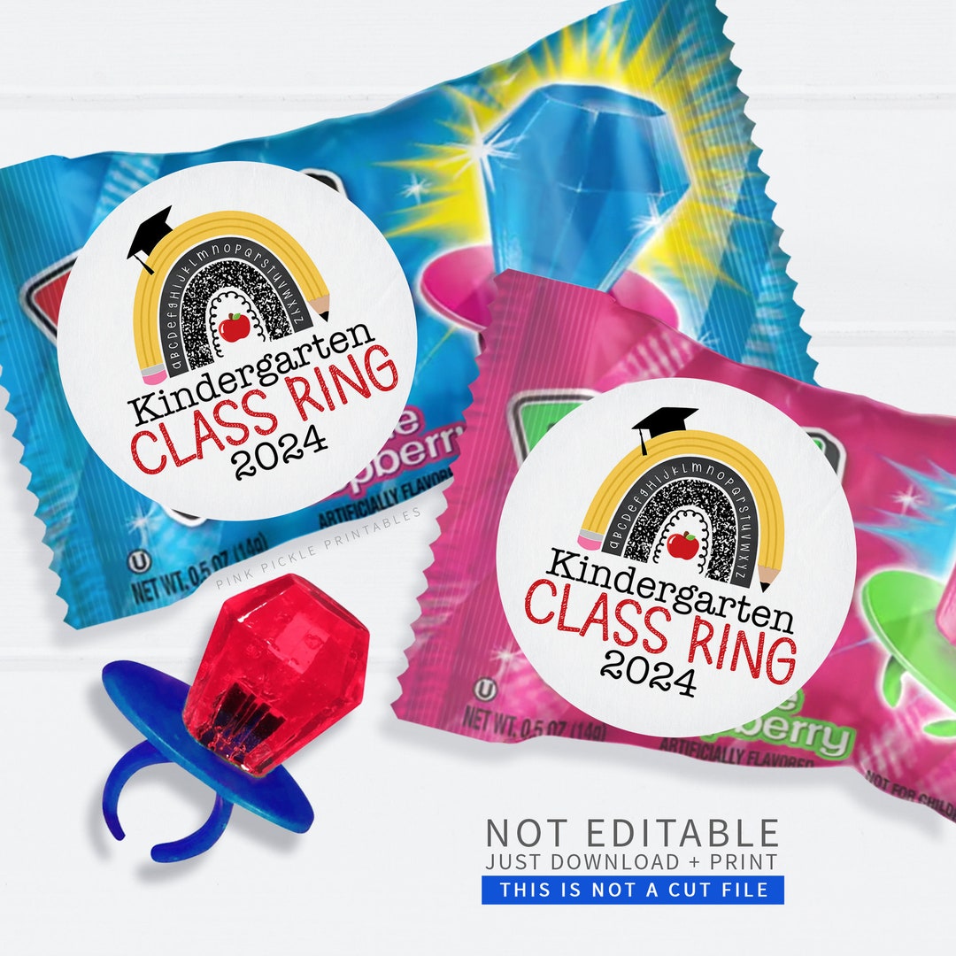 Printable Class Ring Stickers for Ring Pop, Kindergarten Class Ring ...