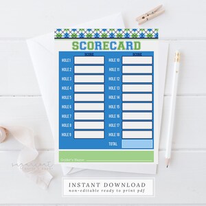 Golf Party Scorecard, Golf Scorecard Printable, Golf Birthday, Birthday ...