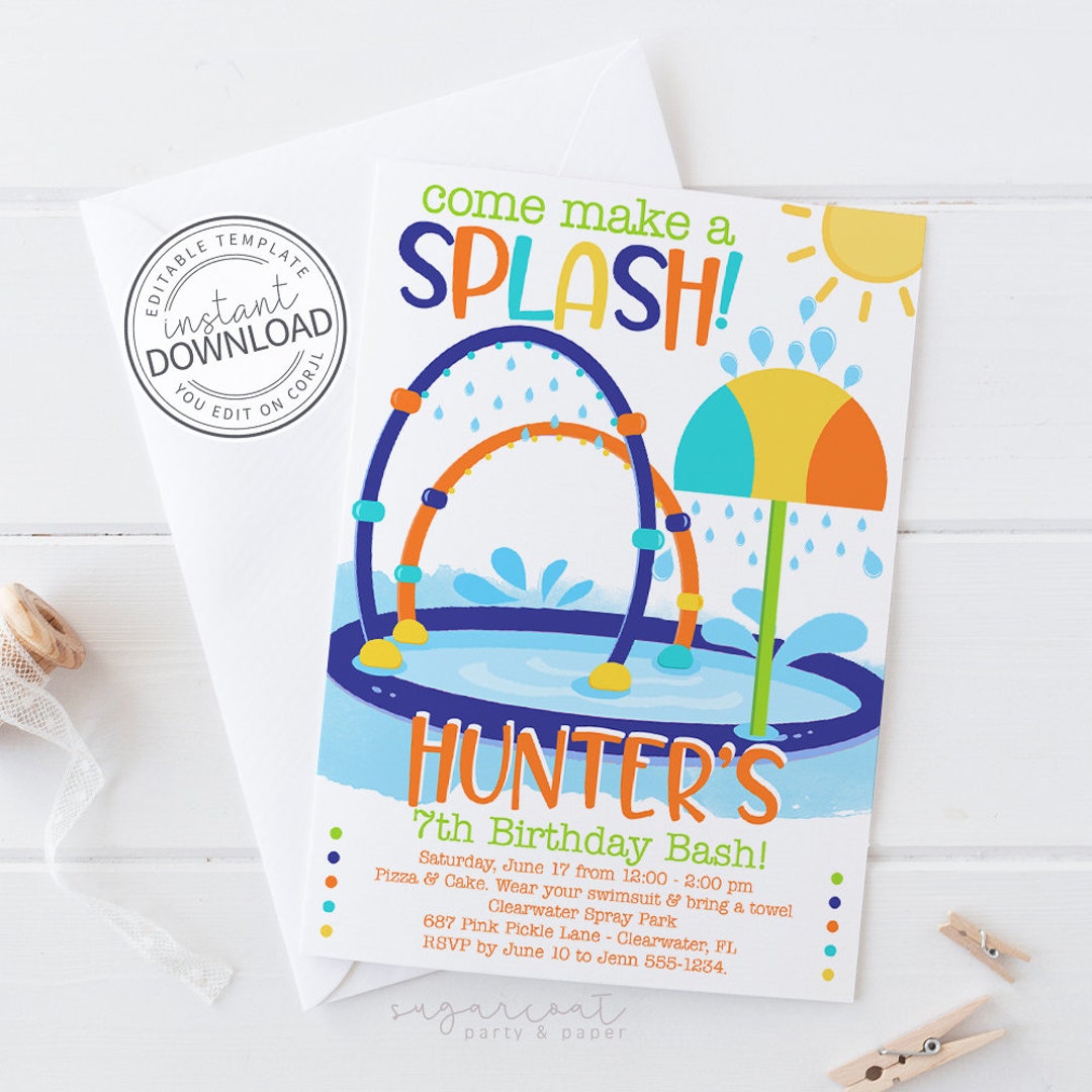 Splash Pad Birthday Invitation, Splash Pad Party, Splash Pad Invitation ...
