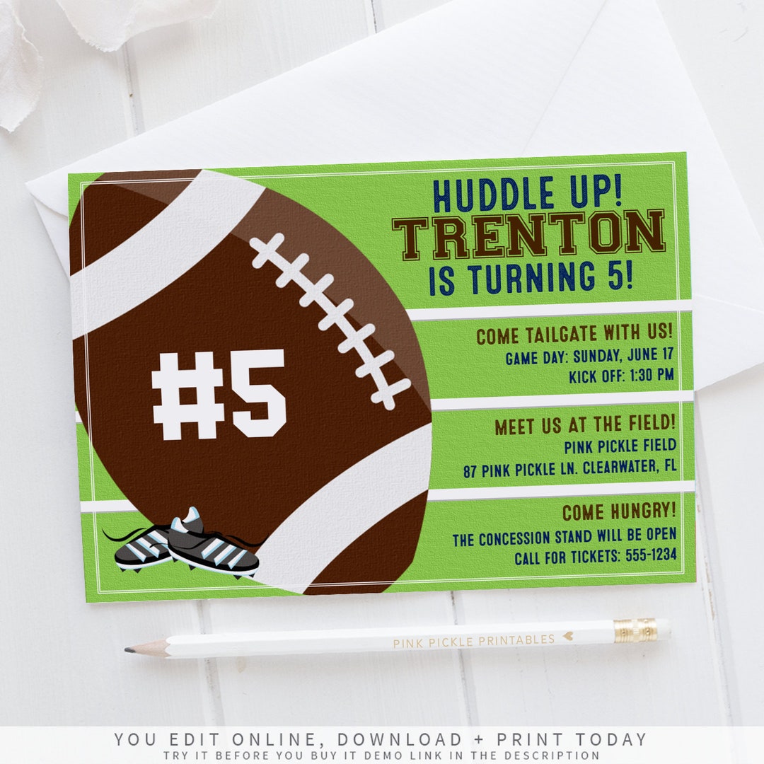 Football Invitation, Football Invites, Football Birthday Invitation ...