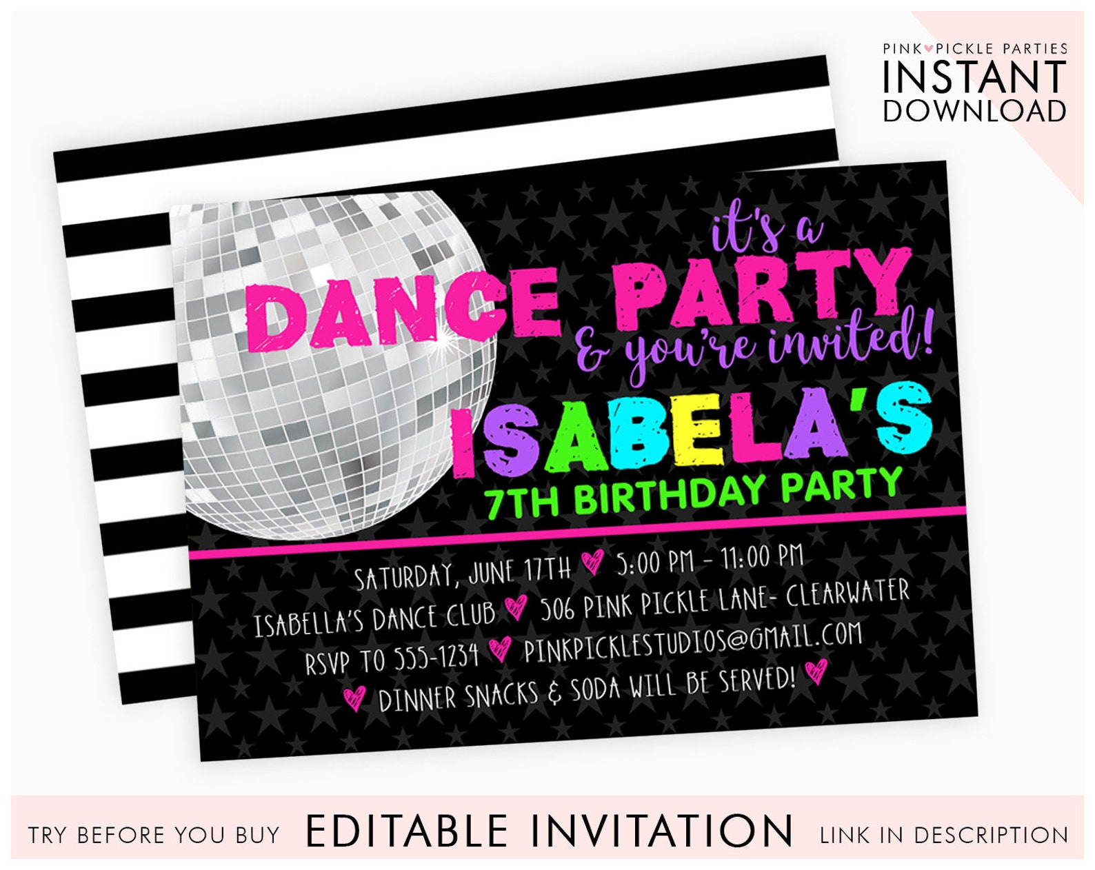 Dance Invitation Dance Party Dance Birthday Dance | Etsy