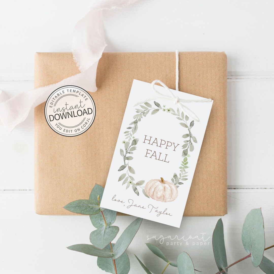 Pumpkin Favor Tag, Fall Thank You Tag, Fall Favor Tag, Happy Fall Tags ...