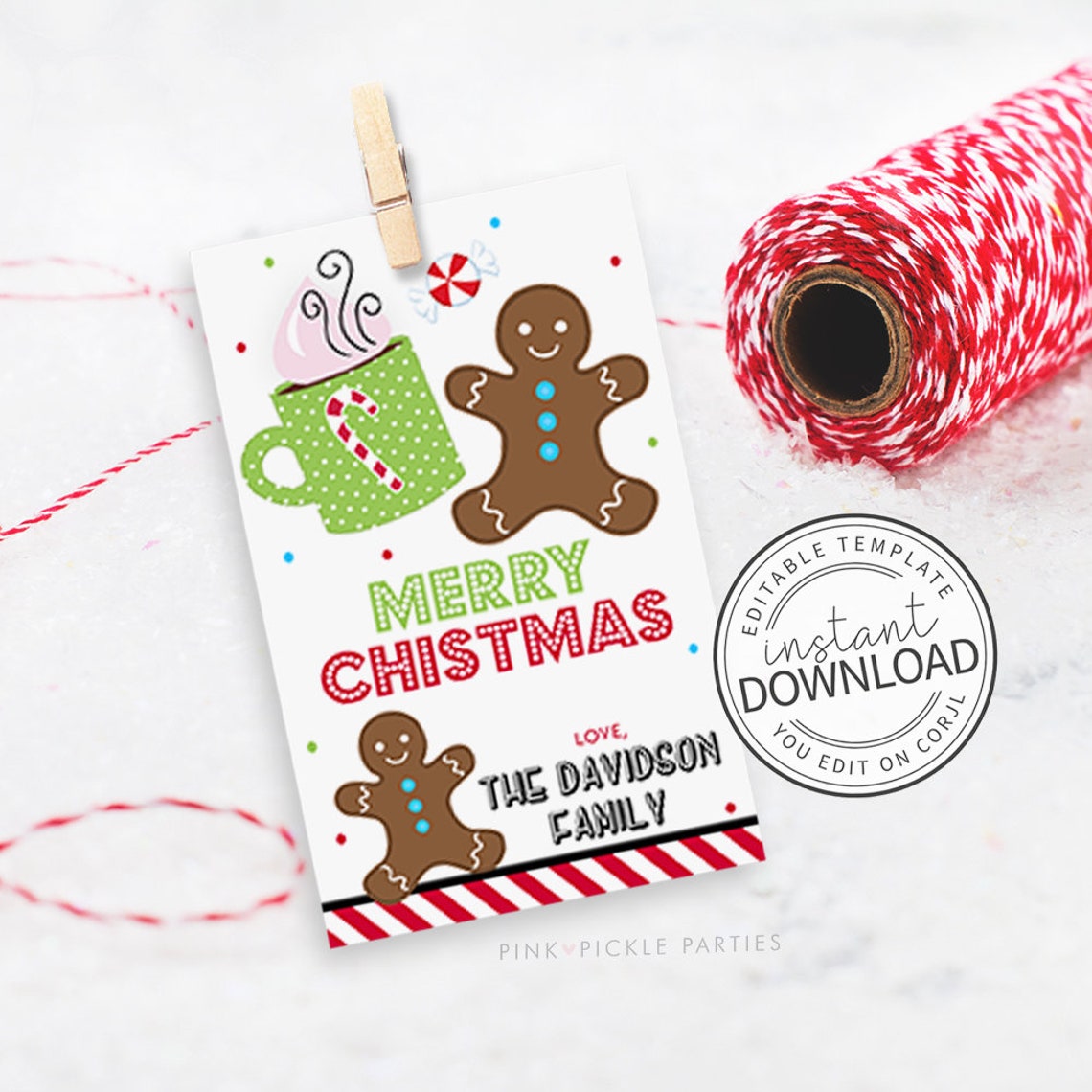 Editable Christmas Gift Tags Cookies & Cocoa Printable - Etsy