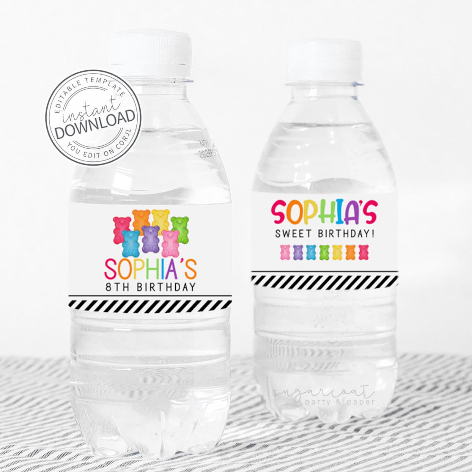 Editable Gummy Bear Water Bottle Labels, Gummy Bear Party, Gummy Bear ...