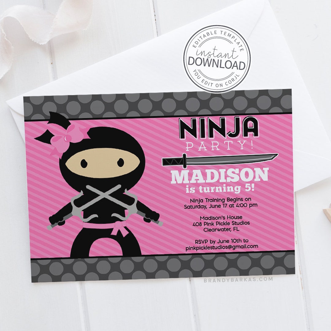 Ninja Invitation, Ninja Birthday, Ninja Birthday Party, Ninja Baby ...