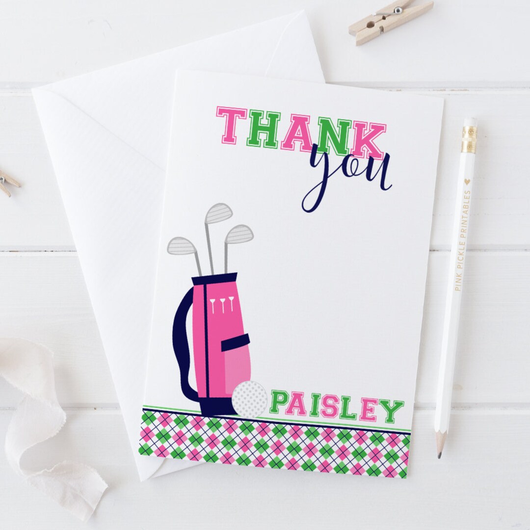 Golf Thank You Card, Golf Note Card, Golf Notecard, Golf Stationery ...