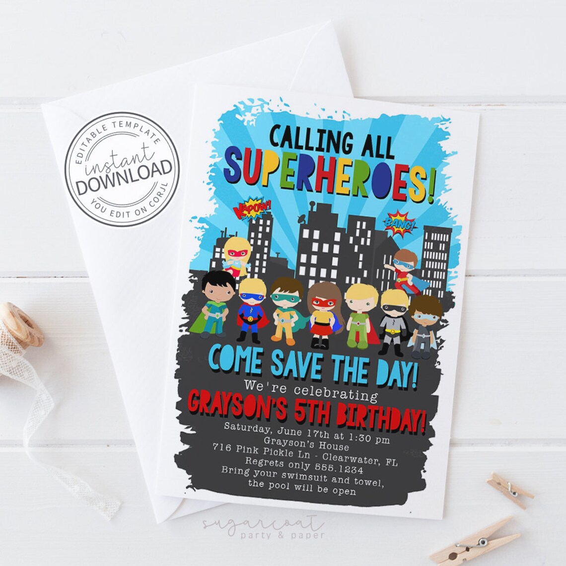 Superhero Invitation Super Hero Invitation Superhero - Etsy