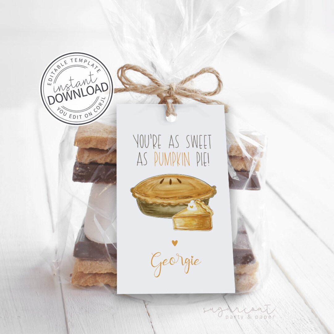 Pumpkin Pie Tag, Fall Thank You Tag, Fall Favor Tag, Happy Fall Tags ...