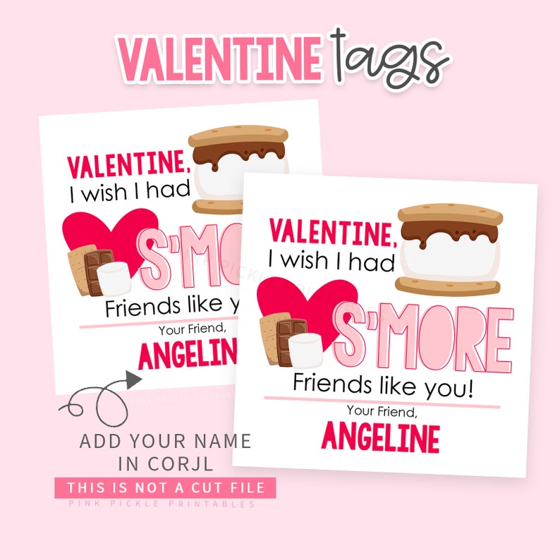 Printable S'mores Valentines Day Tag, Smore Friends Valentine Exchange ...