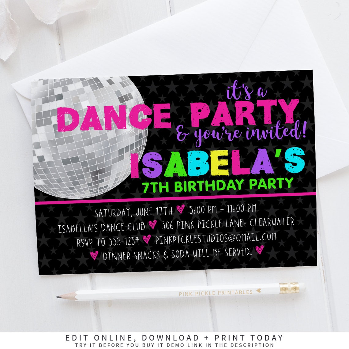 Dance Invitation Dance Party Dance Birthday Dance - Etsy