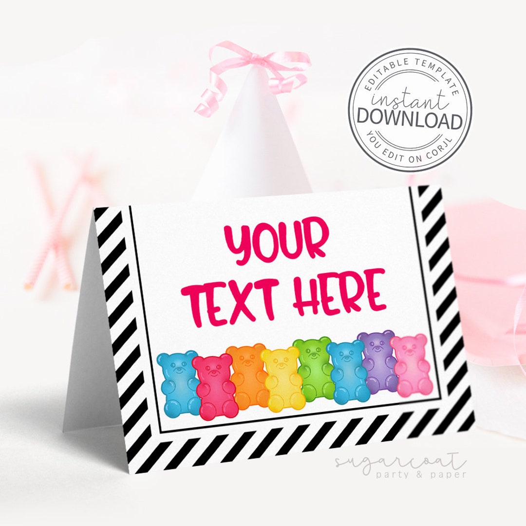 Gummy Bear Tent Cards, Buffet Labels, Buffet Signs, Food Tent Cards ...