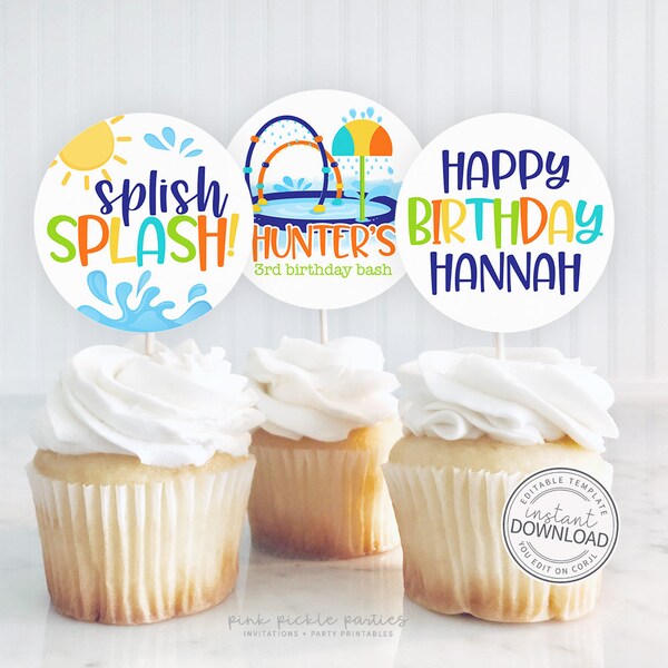 Cupcake Toppers Splash Party - Etsy