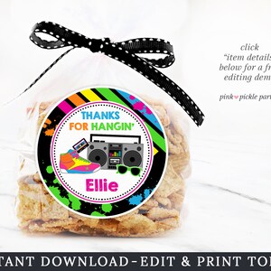 Hip Hop Birthday Party Favor Tags, 1980's Party, Printable Favor Tags ...