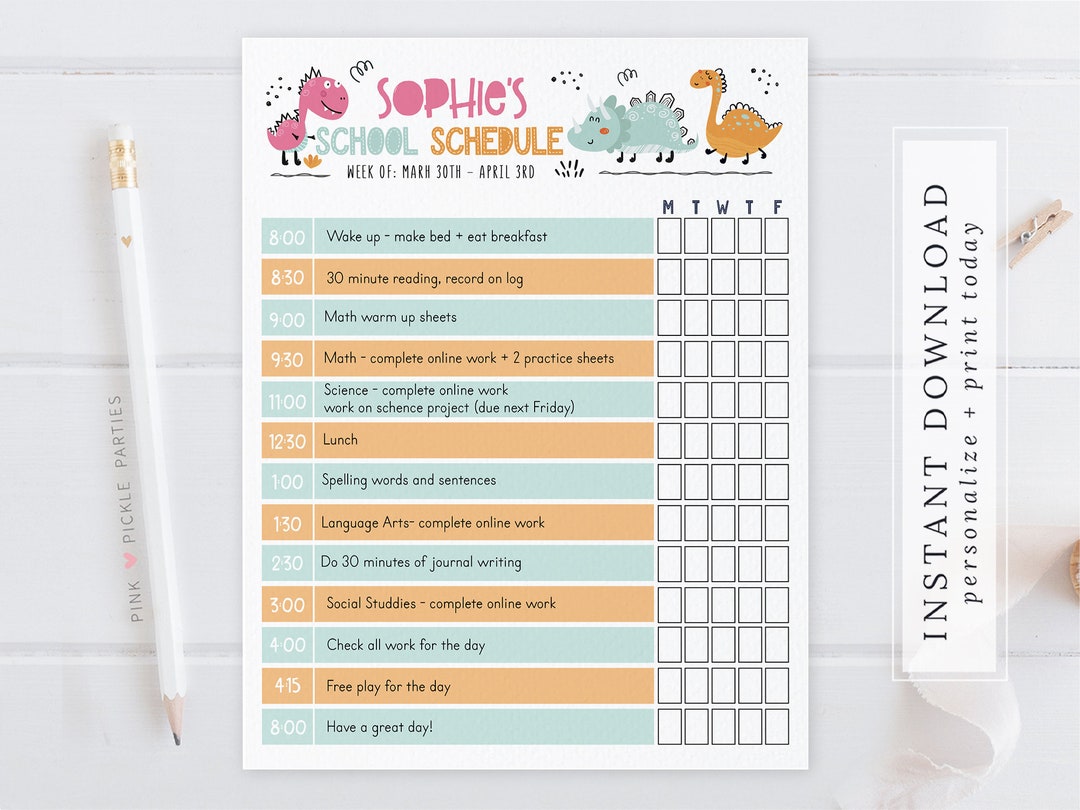 Editable Home School Schedule Homeschool Chart for Kids. Edit to Use ...