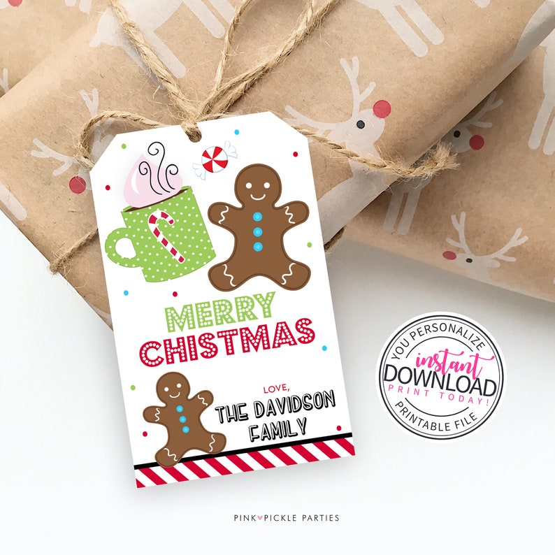 Editable Christmas Gift Tags Cookies & Cocoa Printable - Etsy