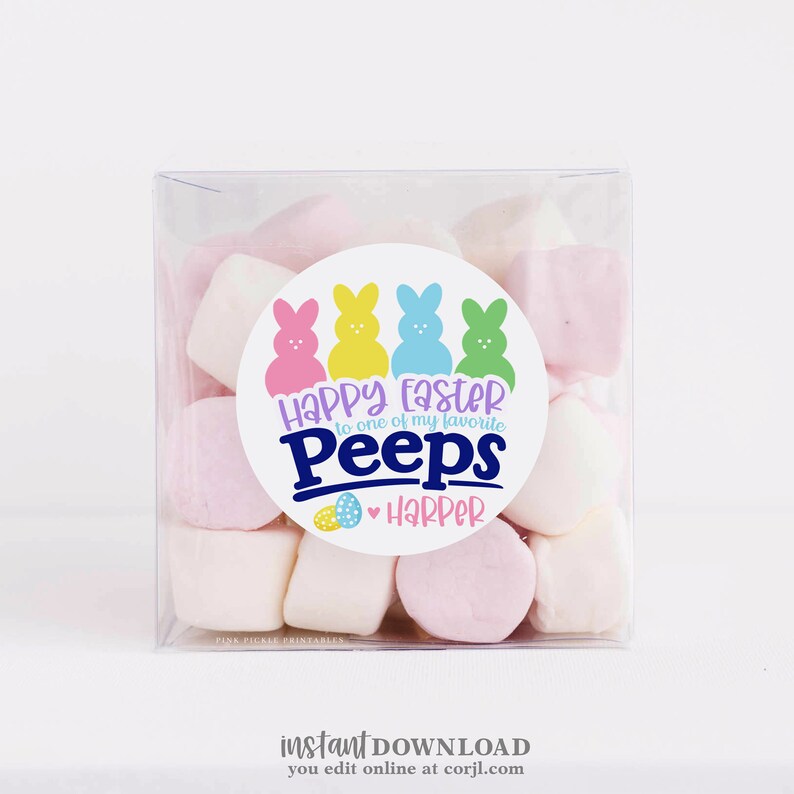 Editable Easter Tags, Easter Peeps Tags, Printable Easter Basket Tag ...