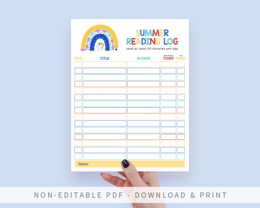 Printable School Rainbow Reading Log, Kids Reading Log, Book Tracker ...