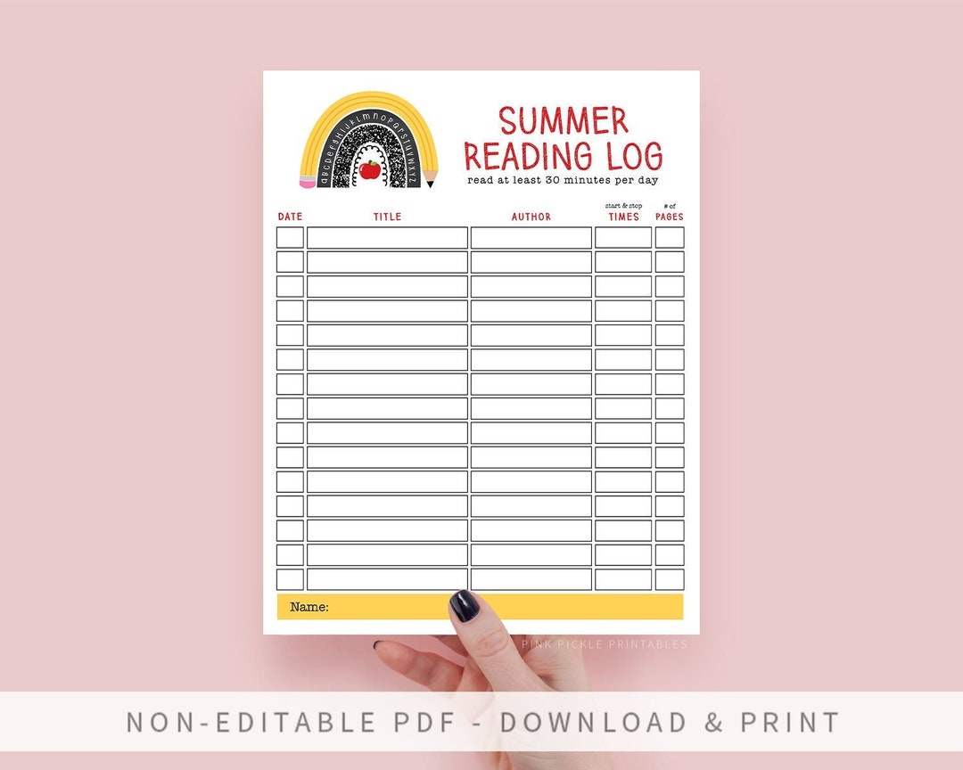 Printable School Rainbow Reading Log, Kids Reading Log, Book Tracker ...